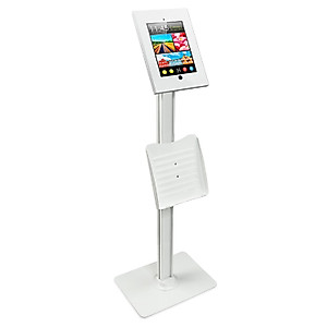 Mount-It! Anti-Theft iPad Floor Stand | Contact-Less iPad Floor Kiosk | Adjustable Locking Secure iPad Floor Mount with Document Tray for iPad 10.2 and 10.5, White