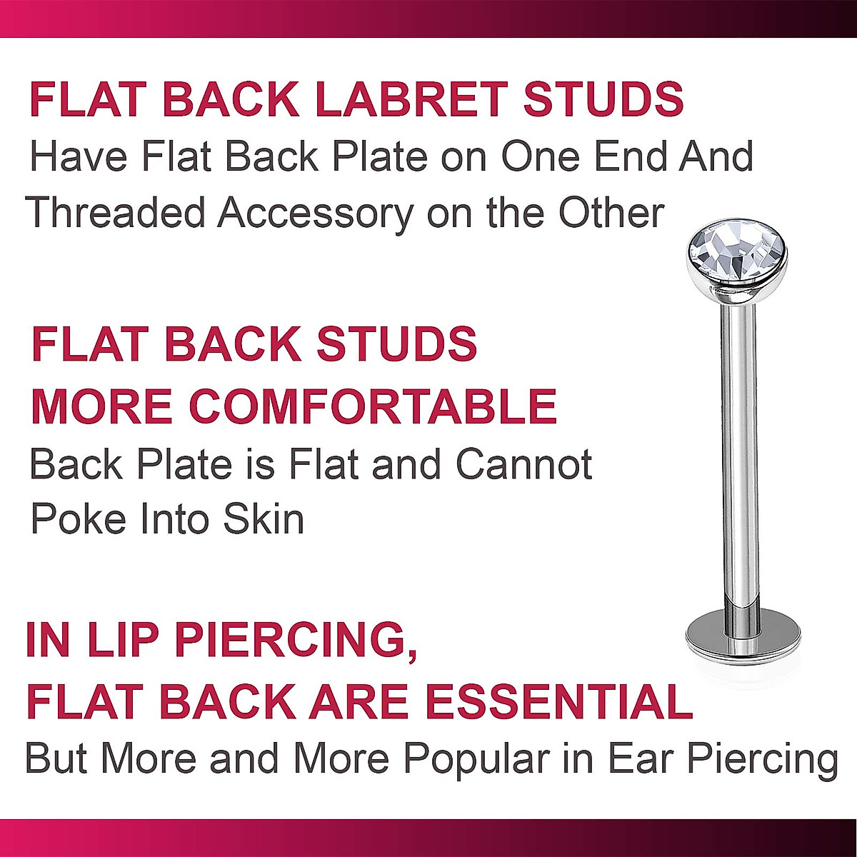 bodyjewellery 4Pcs 16g 1.2mm 12mm Stainless Steel Monroe Piercings Lip Auricle Rim Cartilage Helix Pinna Ear Lobe Halfball BYAW