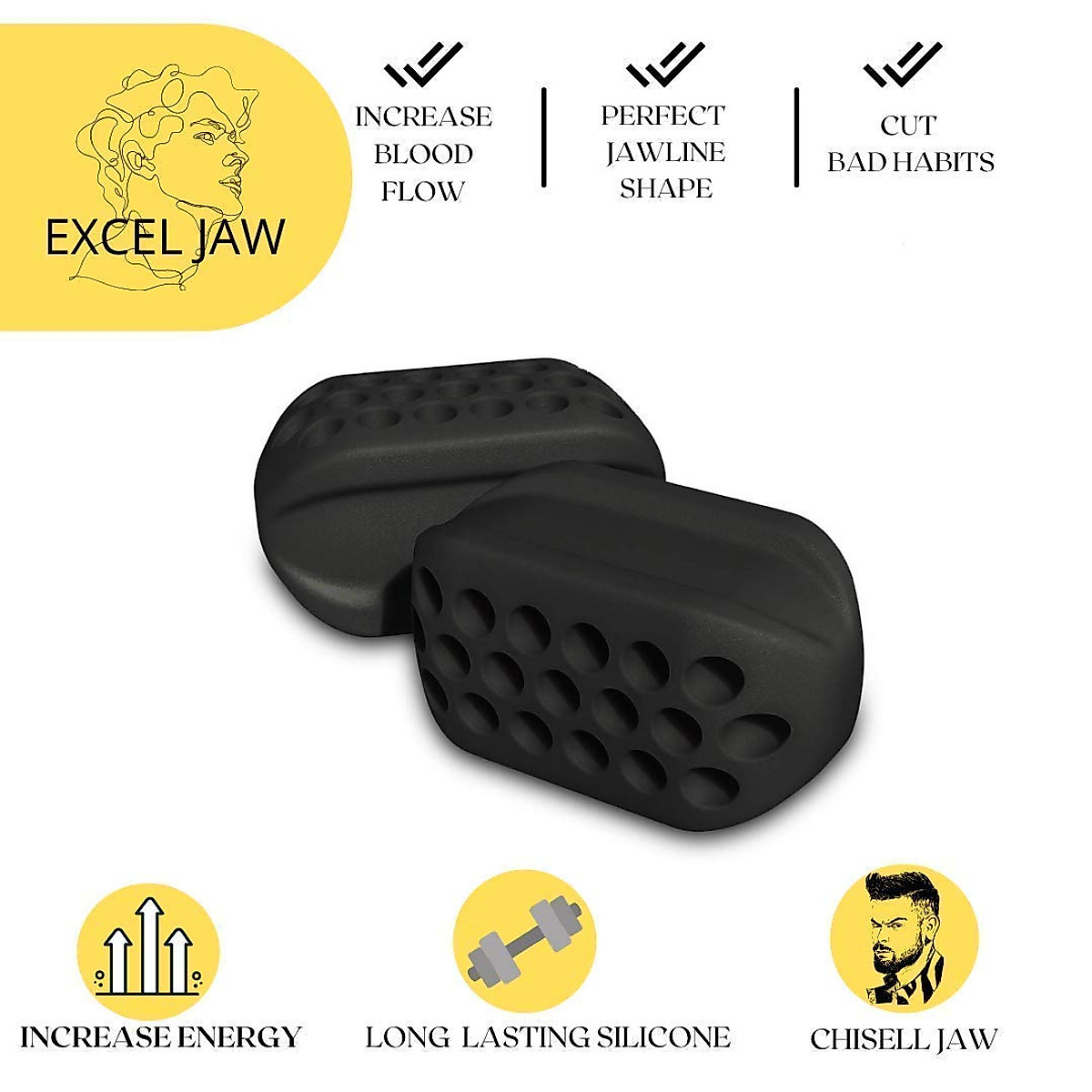 Excel Jawline Exerciser for Powerful Jaw Workout, Jaw Trainer Neck and Face, Define Your Jawline Slim and Tone Your Face Jaw Exerciser For Men and Women- Alleviate Stress and Cravings