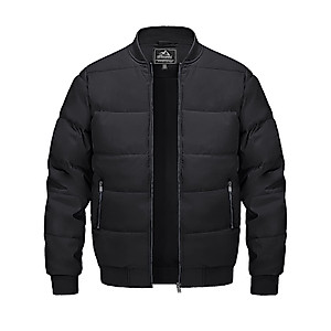 MAGNIVIT Mens Winter Jackets Light Weight Jacket Athletic Jacket Winter Coats Work Jackets Black Bomber Jacket Windbreaker Jacket