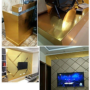 Hopepak Gold Contact Paper 17.7''x118'' Gold Metallic Peel and Stick Wallpaper Decorative Self Adhesive Removable Waterproof Wallpaper for Furniture Home DIY Decor Shelf Liner Easy to Clean