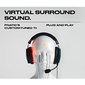 Fnatic REACT+ Gaming Headset for Esports with 53mm Drivers, Precise 7.1 Surround Sound and Advanced USB Sound Card, [Windows compatible], Metal Frame, Broadcaster Detachable Microphone, 3.5mm Jack