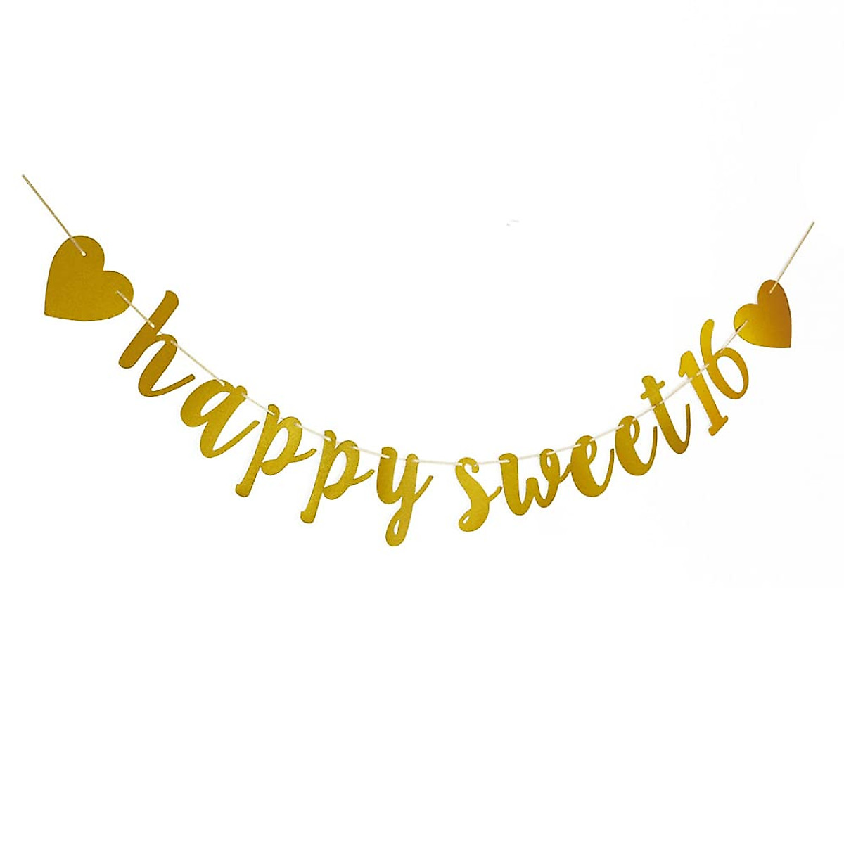 Happy Sweet 16 Gold Banner Sign for 16th Birthday Party Bunting, Sweet Sixteen Party Decorations