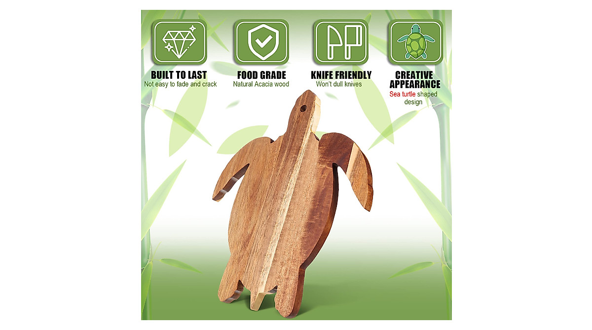 Acacia Wood Sea Turtle Cutting Board - Elegant 14x12 Inch Serving Platter