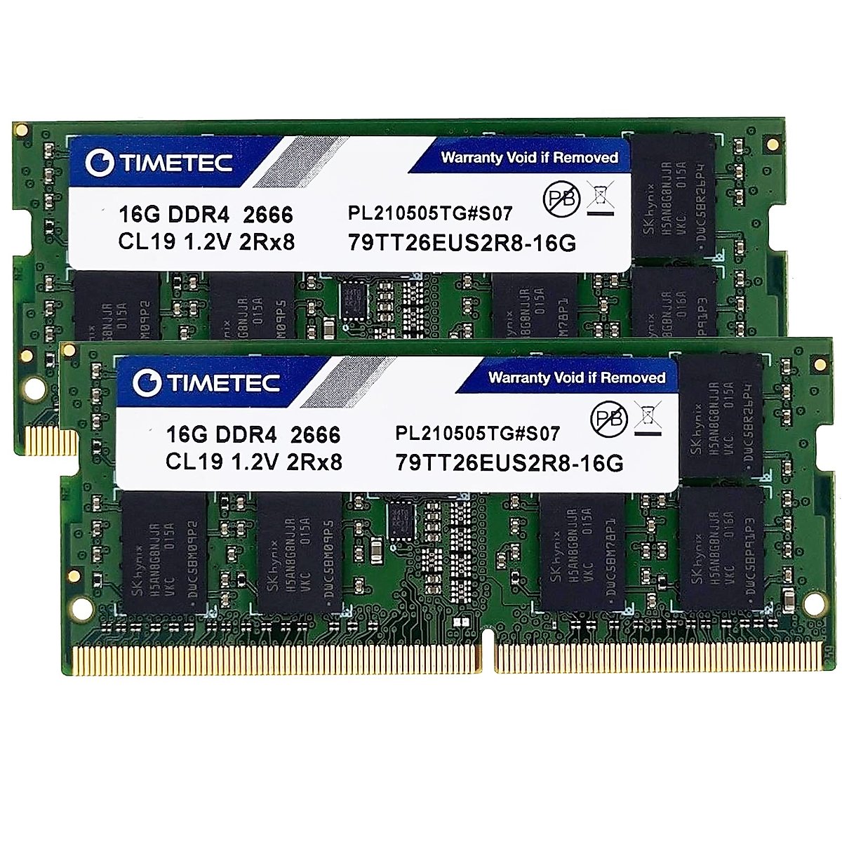 Timetec 32GB KIT(2x16GB) DDR4 2666MHz PC4-21300 Unbuffered ECC UDIMM 1.2V CL19 2Rx8 Dual Rank 260 Pin SODIMM Memory RAM Module Upgrade (32GB KIT(2x16GB))