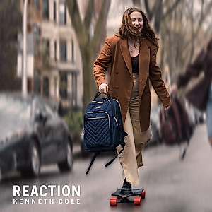 Kenneth Cole Reaction Women's Chelsea 15" Laptop Bag Computer Bookbag for Work, School, College, Nurse, Travel Daypack Purse Backpack, Black