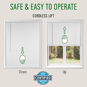 Calyx Interiors 1” Cordless Vinyl Mini Blinds, White, 22.5" W x 36" H, 04MV2224360