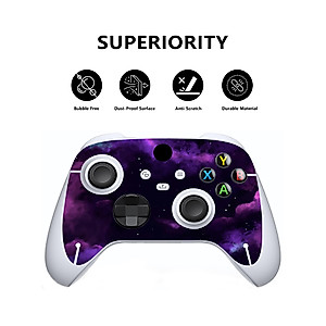 PlayVital Purple Deep Space Custom Vinyl Skins for Xbox Core Wireless Controller, Wrap Decal Cover Stickers for Xbox Series S Console Controller