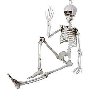 Sizonjoy 35" Posable Halloween Skeleton, Full Body Joints Plastic Skeleton with Movable/Posable Joints,Perfect for Halloween Haunted House Props Decorations Outdoor