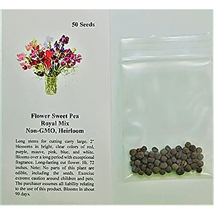 David's Garden Seeds Flower Sweet Pea Royal Mix FBA-1319 (Multi) 50 Non-GMO, Heirloom Seeds