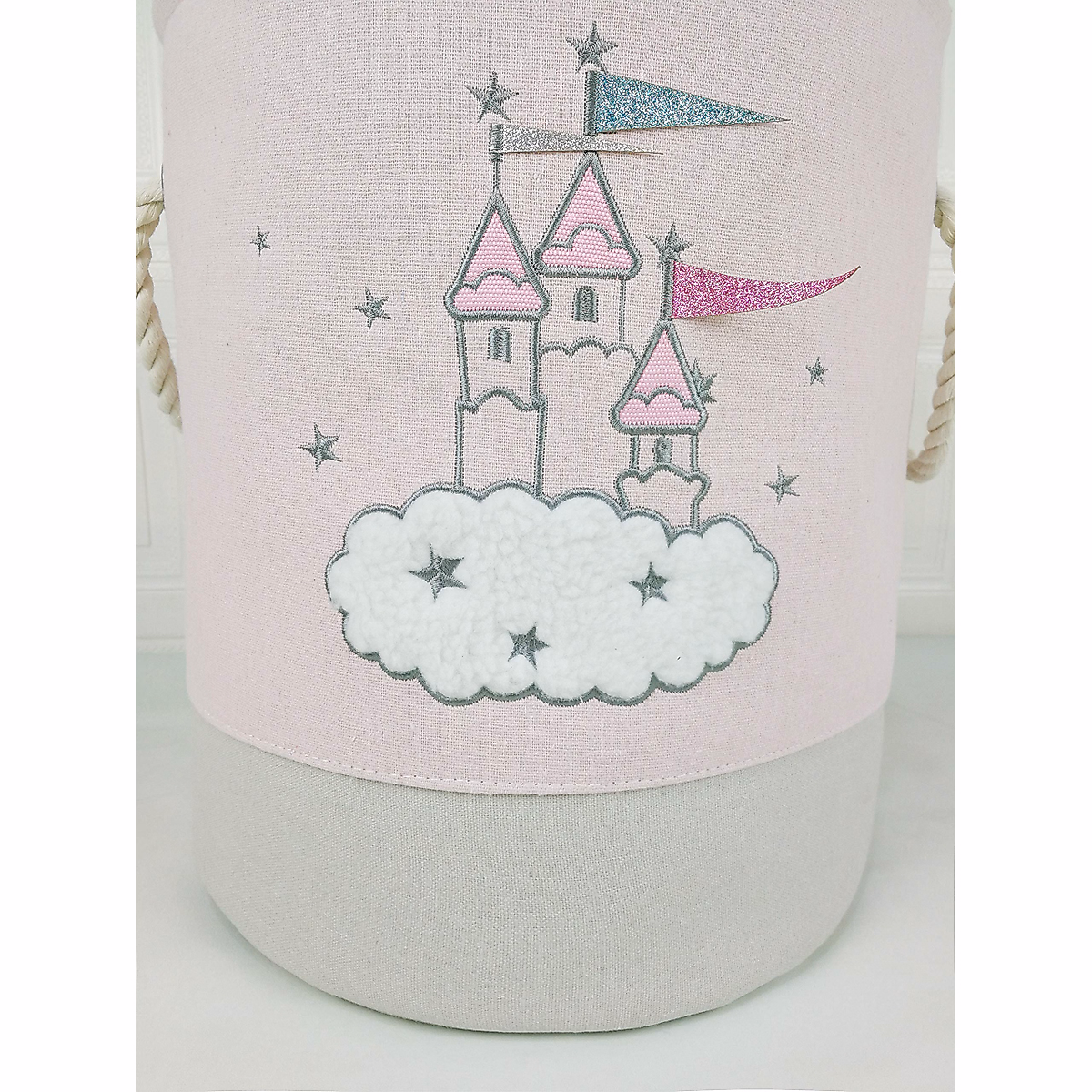 KUNRO Large Sized Round Storage Basket Organizer Bin Laundry Hamper for Nursery Clothes Toys