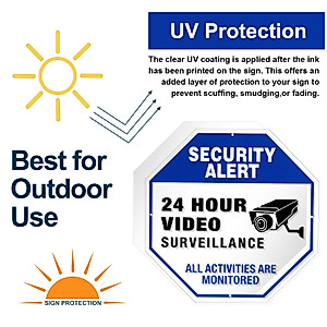 Video Surveillance Signs, Aluminum 10" x 10" Outdoor Security camera Signs for Property, Metal Reflective Warning Sign for Home Business CCTV Security Camera - 2 Pack