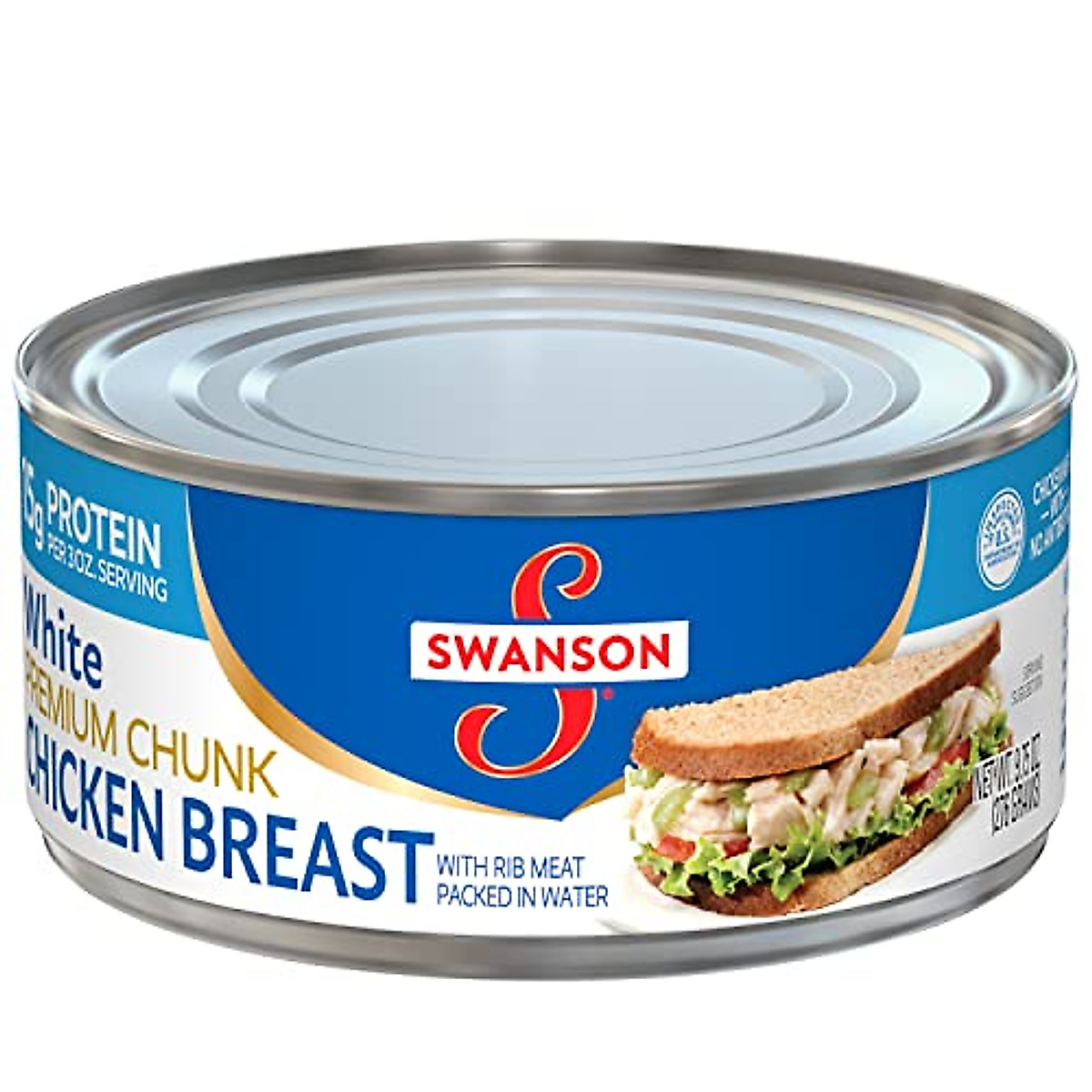 Swanson White Premium Chunk Chicken Breast with Rib Meat Packed in Water, 9.75 oz. (Pack of 12)