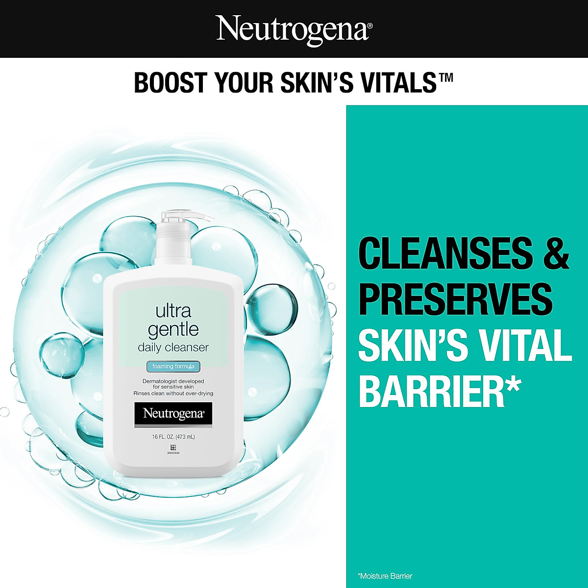 Neutrogena Ultra Gentle Daily Foaming Facial Cleanser, 16 fl. oz, Daily Facial Moisturizer, 3.4 fl. oz, Non-Comedogenic Skincare for Sensitive Skin, 2 Items