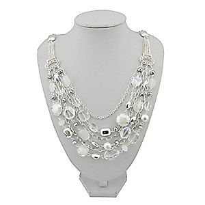 Bocar 4 PCS Newest Multi Layer Chain Crystal Colored Glaze Statement Women Strand Necklace (NK-10061-1 set)