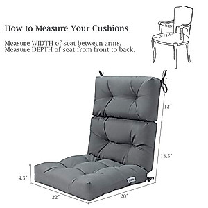 Giantex Tufted Outdoor Patio Chair Cushion 4.5", High Back Chair Cushion with 4 String Ties, Patio Seat Cushion for Swing Bench Wicker Seat Chair (Gray)