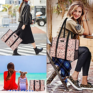 IBFUN Utility Tote Bag with 14 Exterior Interior Pockets Zip Top Teacher Tote Bag for Teacher/Work Women(Medium)