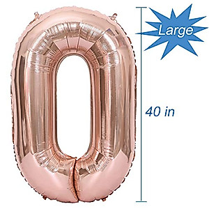 Tellpet Number 30 Balloon for Girl Her Women, 30th Birthday Party Decorations Supplies, Rose Gold, 40 Inch