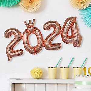 Myhiju 3Pcs 2024 Balloons,2024 Silver Balloons Party Balloons 2024 Number Gold Balloon Mylar Balloons 2024 Rose Gold Foil Balloons Helium Balloon for Class of 2024 Decorations New Years Decorations