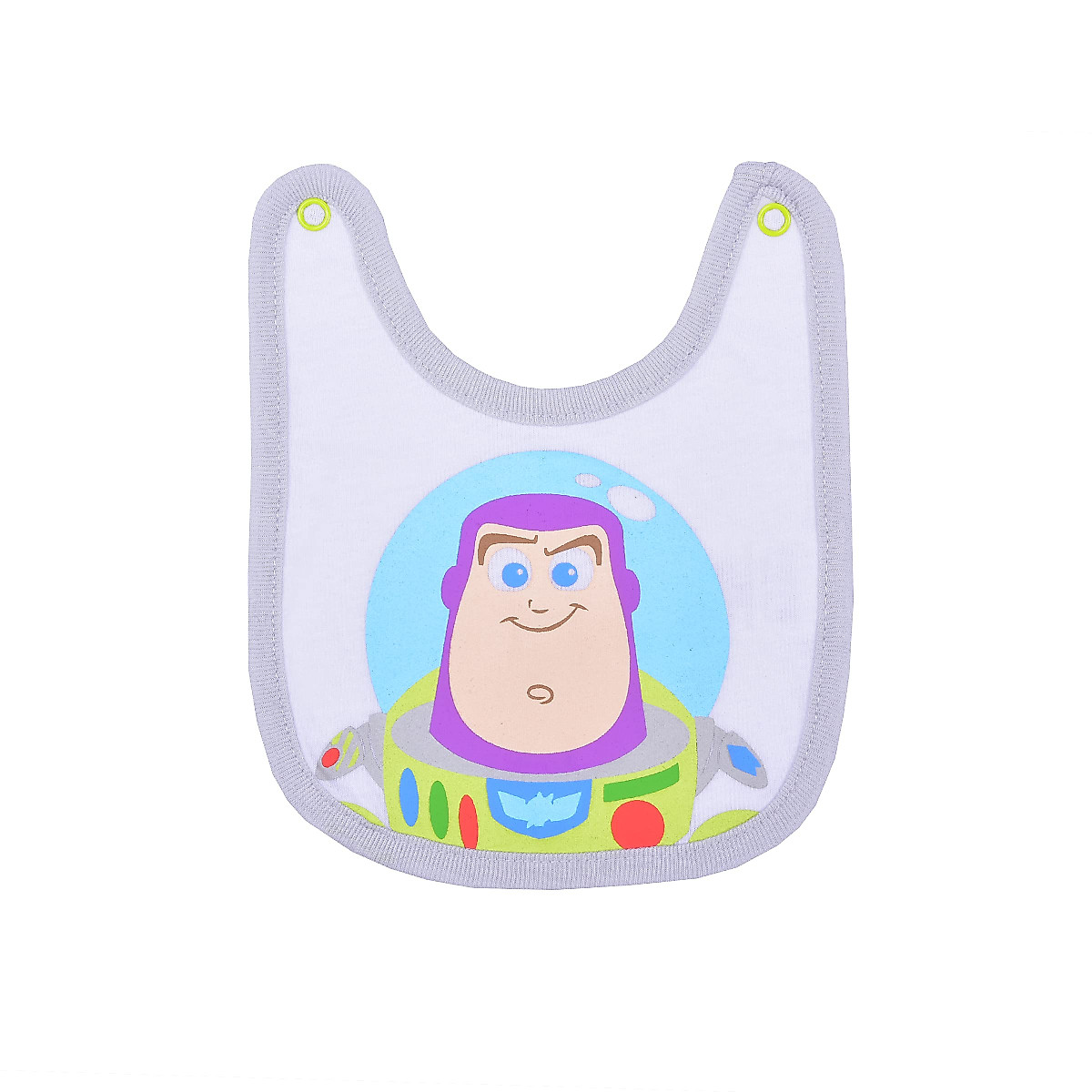 Disney Baby-Boys 1 Buzz Lightyear Toy Story Creeper and 2 Buzz Bibs To Attach To The Creeper, White/Gray, 6-9 Months (3-Piece)