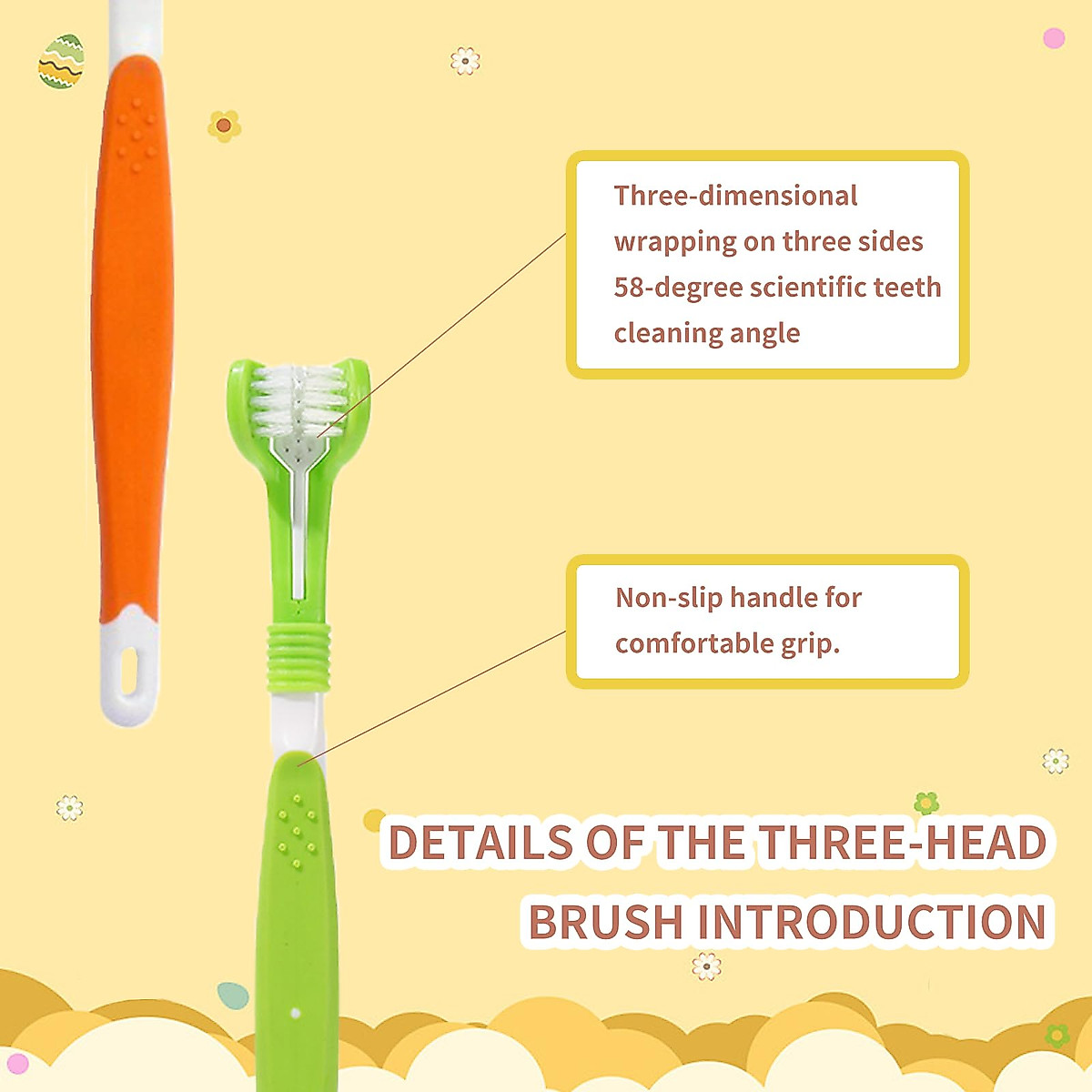 Adovoc Solar Powered Adult Dog Toothbrush Set, Blue, 2-in-1 Dual Finger and Toothbrush, Gentle on Pets' Gums