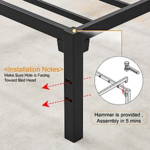 VECELO 14" Twin Size Bed Frame Quick Lock No Screws Metal Platform/Mattress Foundation/No Box Spring Needed