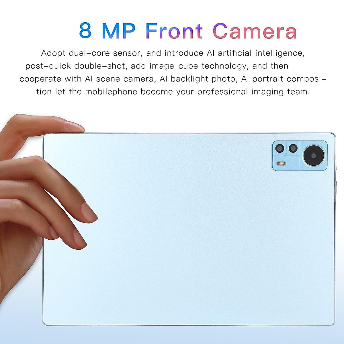 10.1 Inch 2 in 1 Tablet 8GB 256GB, 8 Core CPU, 5G, 4G Network Support with Keyboard Case, Blue (US Plug)