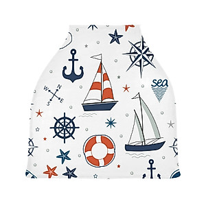Nursing Cover Breastfeeding Scarf Sailboat Anchor Nautical- Baby Car Seat Covers, Stroller Cover, Carseat Canopy(8ya7h)