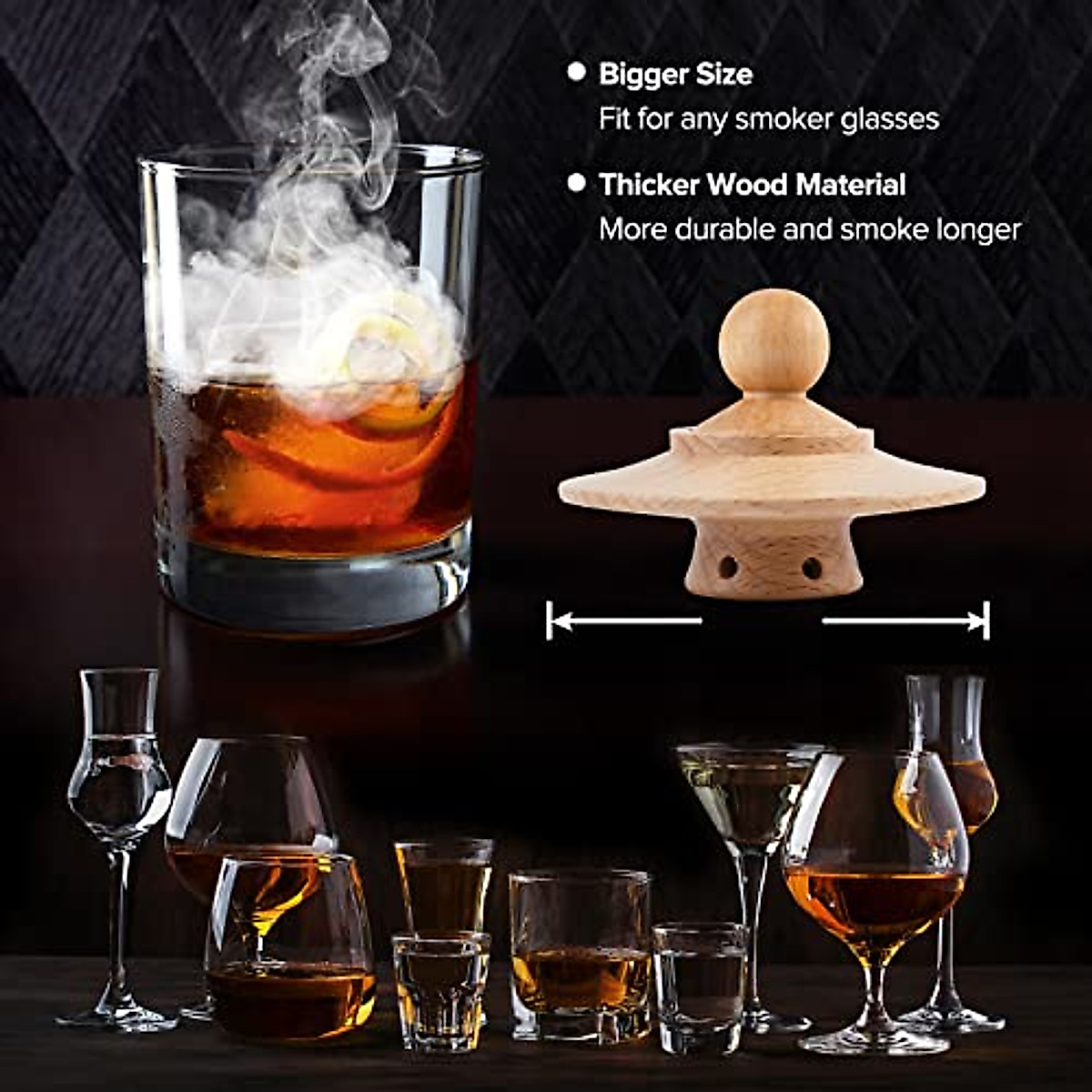 Cocktail Smoker Kit,Old Fashioned Whiskey Bourbon Drink Smoker Kit, Cherry Pecan Apple Oak four Kinds of Wood Chips for Whiskey and Bourbon .For Your Friends, Husband, Dad.（No Butane）