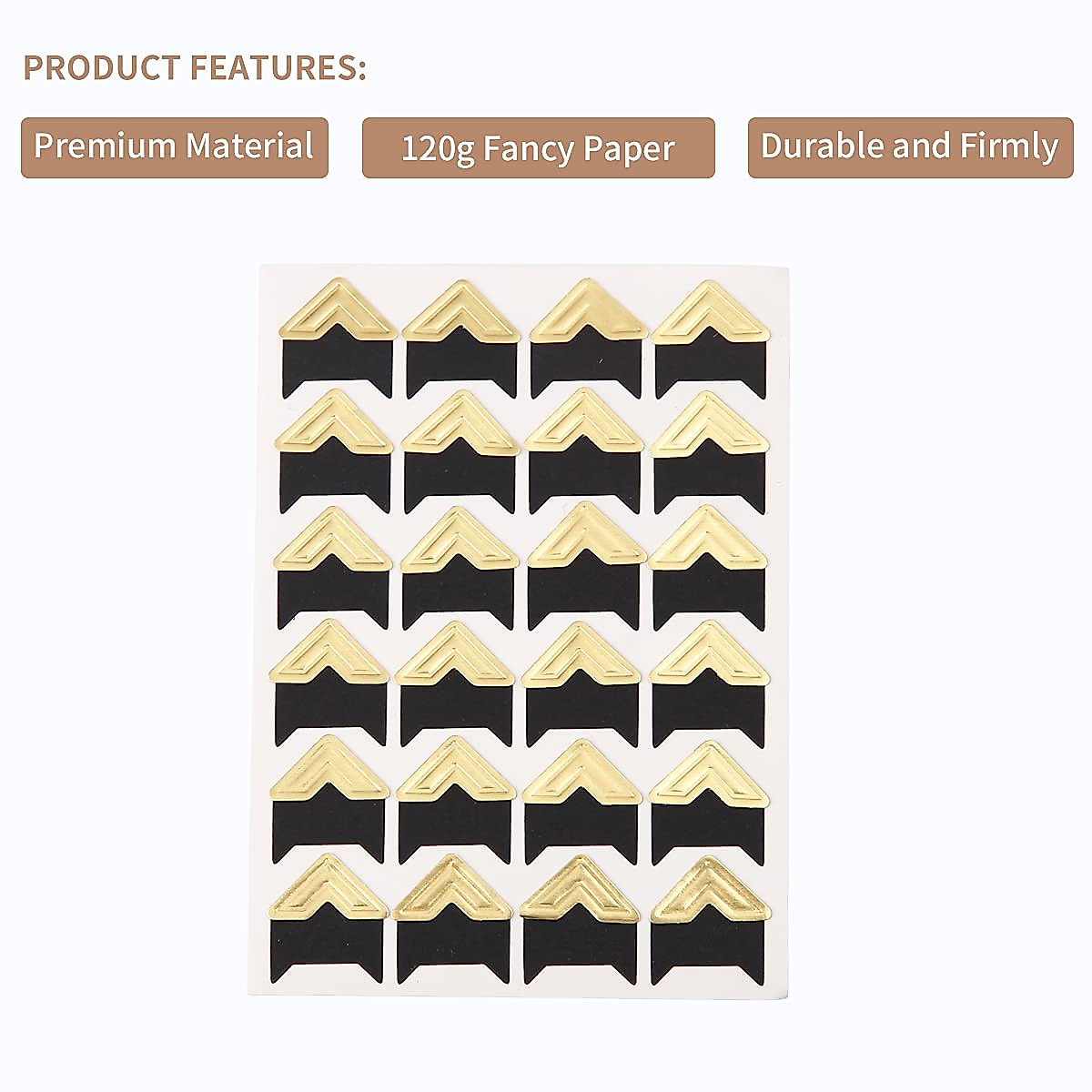 GOONAVI 15 Sheets 360 Pcs Photo Corners Mounting Self Adhesive for DIY Photo Album Journal Gold On Black