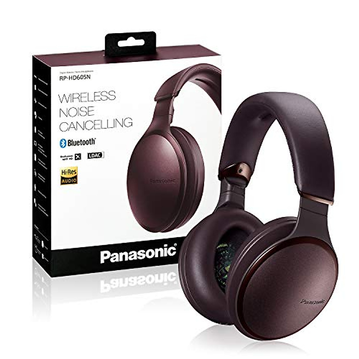 Panasonic Noise Cancelling Headphones with Wireless Bluetooth, Alexa Voice Control & Other Assistants - RP-HD605N-T - Over The Ear Headphone (Brown)
