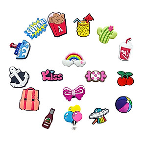 35,50,100 Pcs Random PVC Shoe Charms,Garden Shoes Cute Shoe Charms Wristband Bracelet Decoration with Different Designs Shape for Girls,Boys and Adult Party Gift(35)