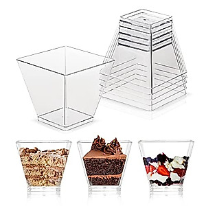 XiyaxiVici 50 PCS 2 oz Square Mini Plastic Dessert Cups, Transparent Parfait Cups Fruit cups Clear Appetizer Cups for Party Yogurt Fruit Trifle Mousse Pudding Ice Cream Cups