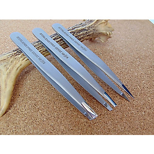 Tweezers For Eyebrow - STALEKS PRO - type 4 - Surgical Stainless Steel - Slant Tip Tweezer - Durability - Precision - Handmade - For Experts - And Professionals.