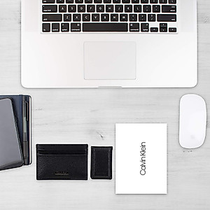 Calvin Klein Men's Wallet Sets-Minimalist Bifold and Card Cases, Black Bessemer, One Size