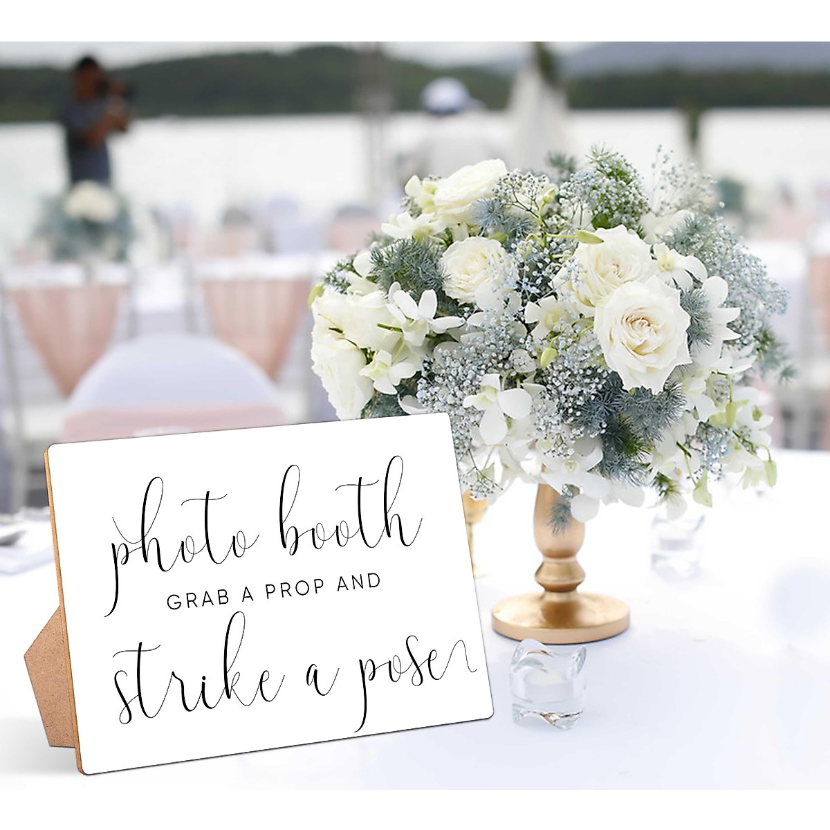 NODROY Wedding Table Sign, Photo Booth, 8×11 Wooden Sign With Stand, Minimalist Wedding Favor, Bridal Shower, Wedding Reception, Event Party Favor Supplies