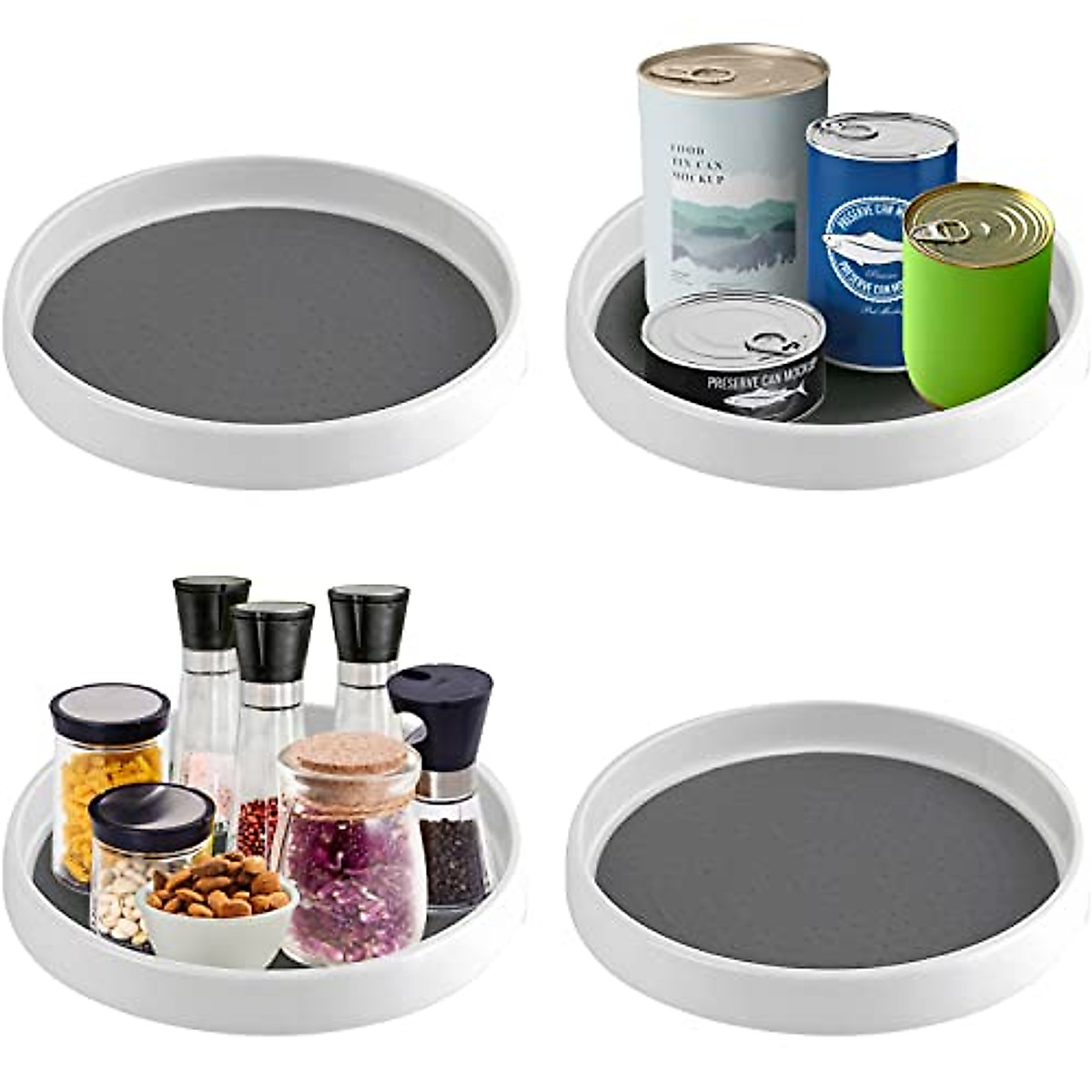 4 Pack Lazy Susan Turntable, 10 Inch Non-Slip Lazy Susan Cabinet Organizer, Rotating Spice Rack for Cabinet, Pantry, Countertop, Fridge, Vanity, Bathroom