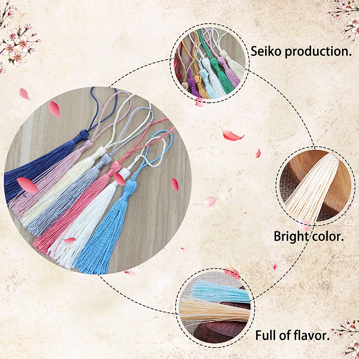 BOROLA 25 Pcs Handmade DIY Tassels 13cm/5 Inch Silky Soft Craft Mini Tassels for DIY Projects, Jewelry Making, Decoration, Bookmarks (Blue)