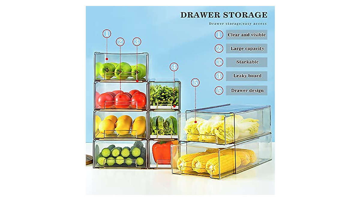 Stackable Refrigerator Drawer Organizer - 2 Pack