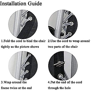 A-Life Zero Gravity Chair Replacement Cords Bungees Repair Kit Universal Elastic Laces for Recliners Lounge Chair Anti Gravity Chair Reclining Patio Chairs Lawn Chair Sling Chair 4 Cords Black