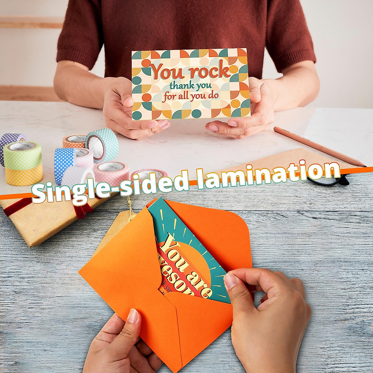 24 Pack Employee Appreciation Gifts Employee Thank you Cards with Envelopes & Stickers 4" x 6" Thank You Business Cards Staff Appreciation Gifts for Team Coworkers Employee Work Anniversary, 6 Designs