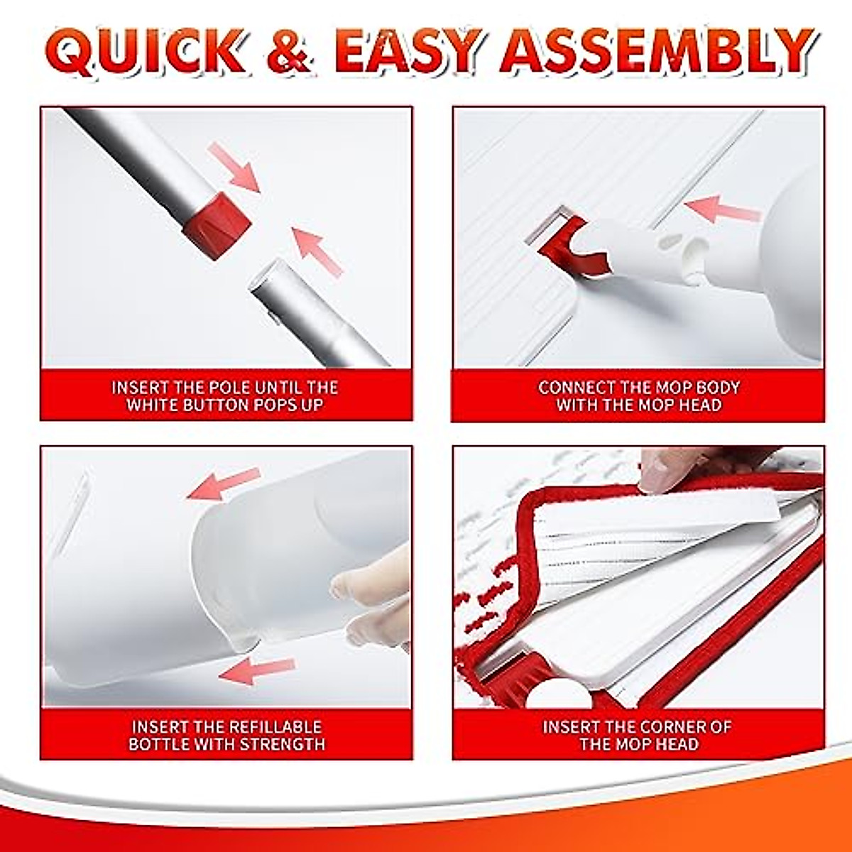 Spray Mop for Floor Cleaning, Dust Wet Mops for Floor Cleaning with 2 Washable Double-Sided Microfiber Pads, 650ML Refillable Bottle, Dry Wet Floor Mop for Hardwood Laminate and More Floors