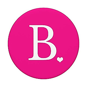 White Initial Letter B heart Monogram on Hot Pink PopSockets PopGrip: Swappable Grip for Phones & Tablets