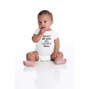 Made With Lots Of Love And A Little Bit Of Science - Funny Baby Essentials Bodysuit Romper (Newborn, White)