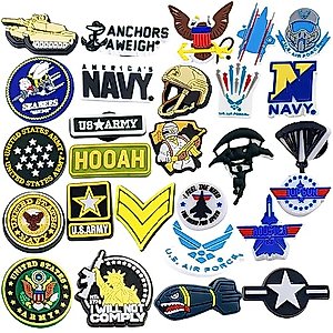 Yagulro 27PCS Army Shoe Charms Navy and Tanks Charms for Men and Women American Adults Bracelet Accessories Sandals Shoe Decoration Cute Shoes Pins for Boy Girl