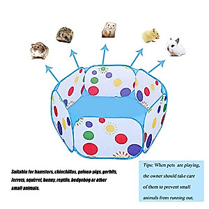 Hamiledyi Small Pet Collapsible Tunnel, Portable Hamster Outdoor/Indoor Playpen, Guinea Pig Fun Hideout Accessories Tent Toys for Bunnies Rats Gerbils Ferrets (Blue)