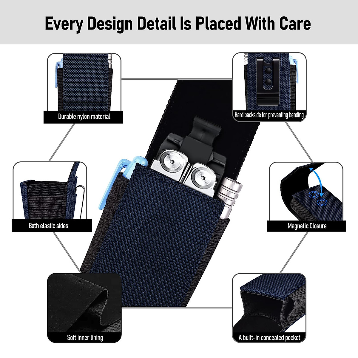 ykooe Multitool Sheath Compatible with Leatherman EDC Belt Organizer Tool Holster Nylon Pouch, Blue