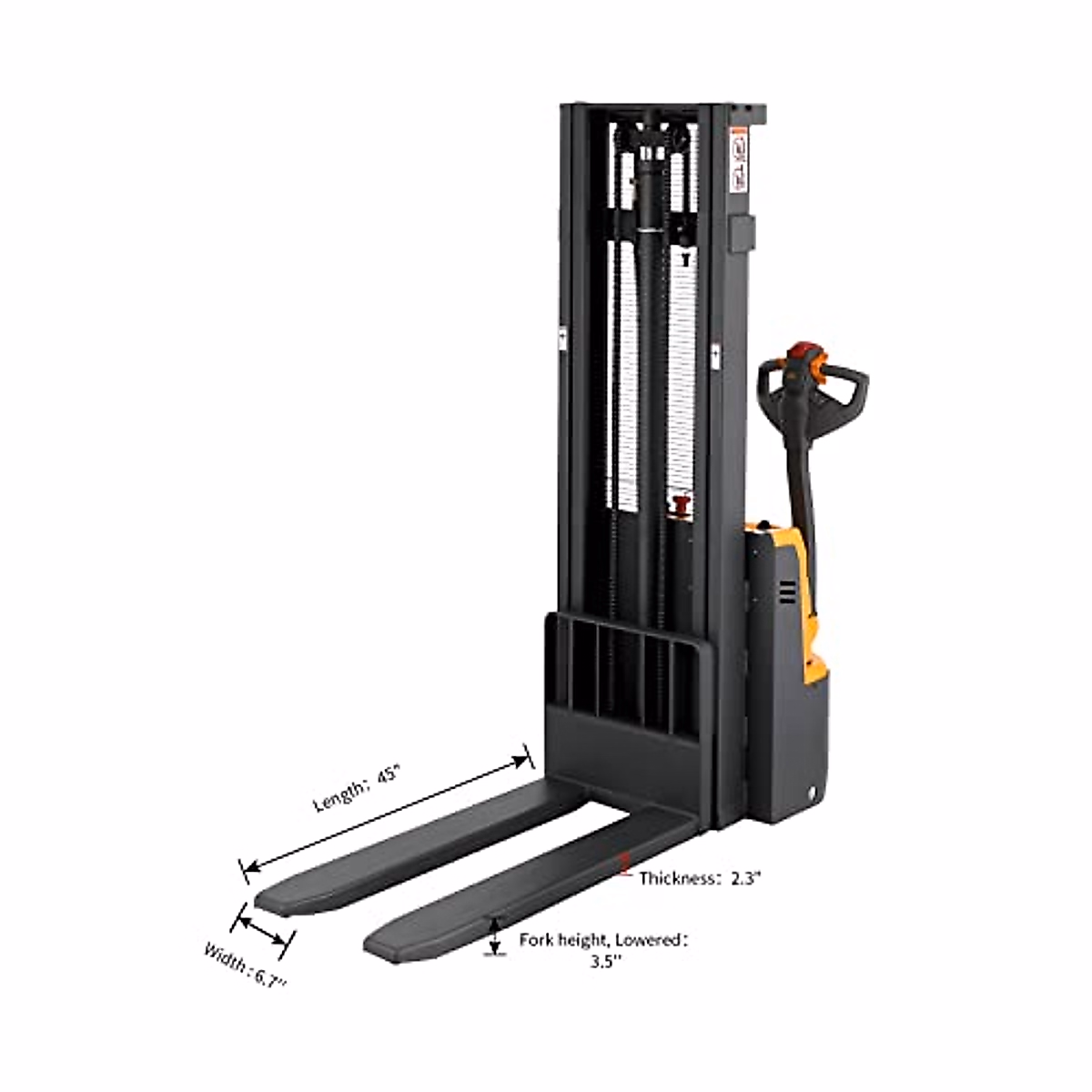 APOLLO Full Electric Walkie Pallet Stacker Powered Forklift with Fixed Legs 2200lbs Capacity 98''Lifting Height Material Lift for EU Pallet