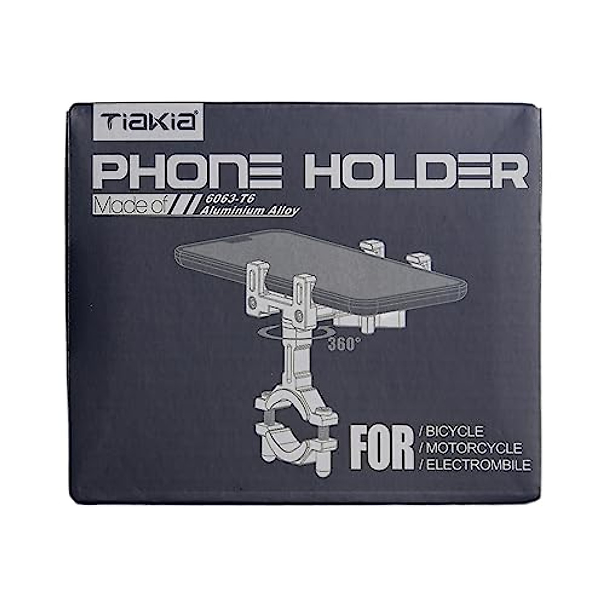 Tiakia Bike Phone Mount - Universal Motorcycle Mount Anti Shake & Anti-Theft, Face & Touch ID Bicycle Phone Holder 360° Rotation for 4.5-7 inches Smartphone