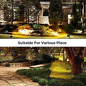 Warm White Spot Lights, LED Landscape Lighting Lights, 5W 3000K Outdoor Spot Lights with Spiked Stand IP65 Waterproof Garden Spotlight for Yard House Lawn Flag Decorative Lamp US 3- Plug (4 Lights)